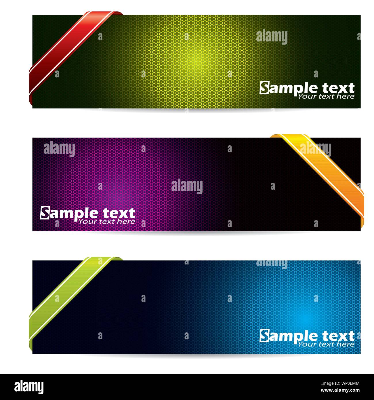 Hexagon banners with color ribbons Stock Vector Image & Art - Alamy