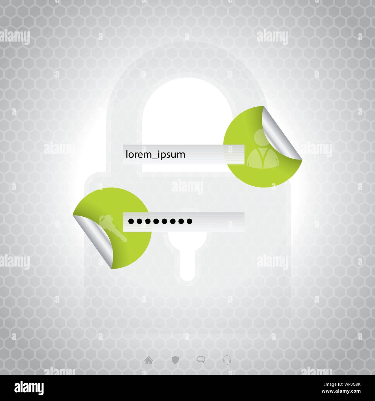 Login screen with padlock and hexagon Stock Vector Image & Art - Alamy