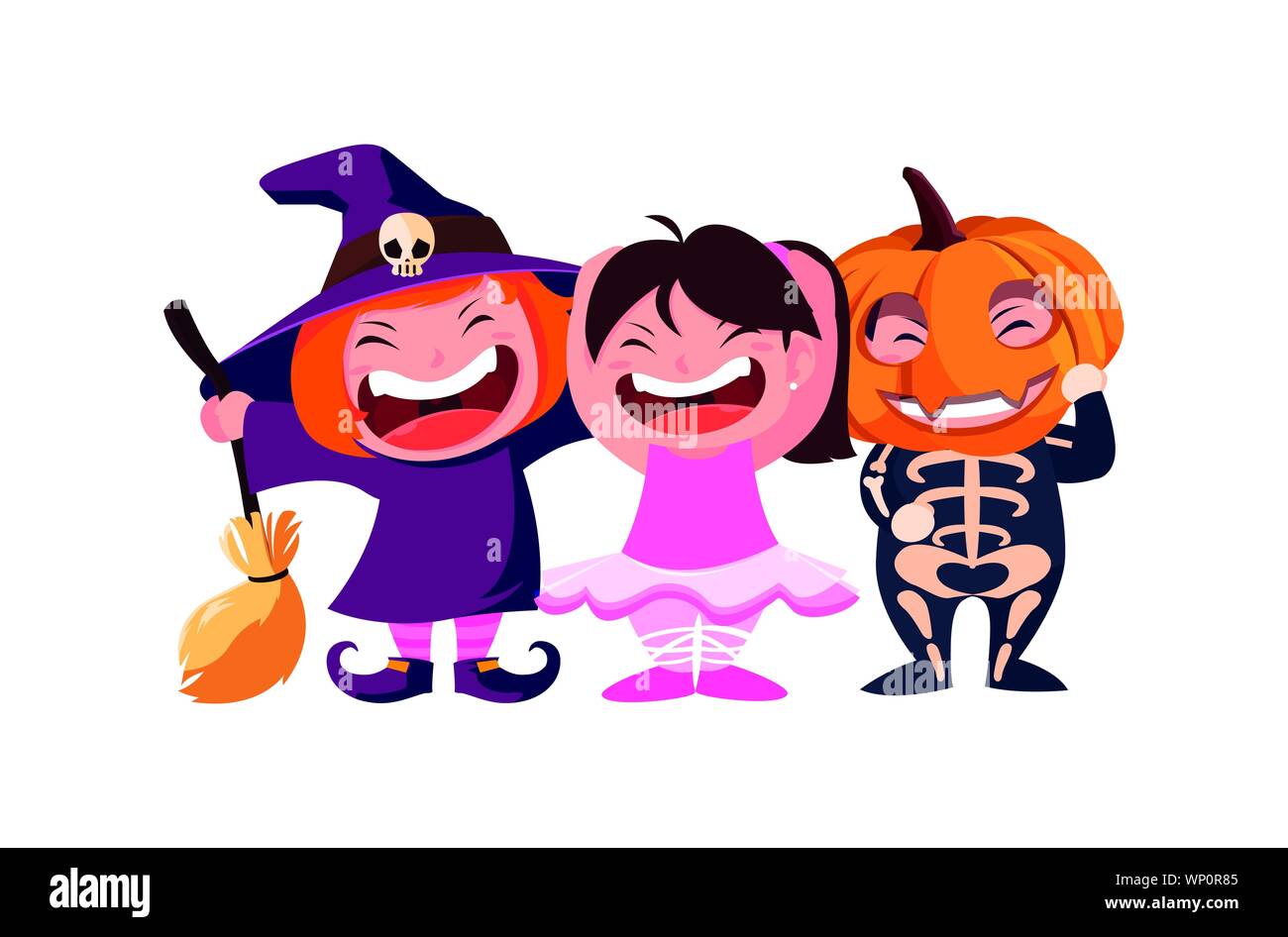 kids in halloween costumes party celebration vector illustration Stock ...