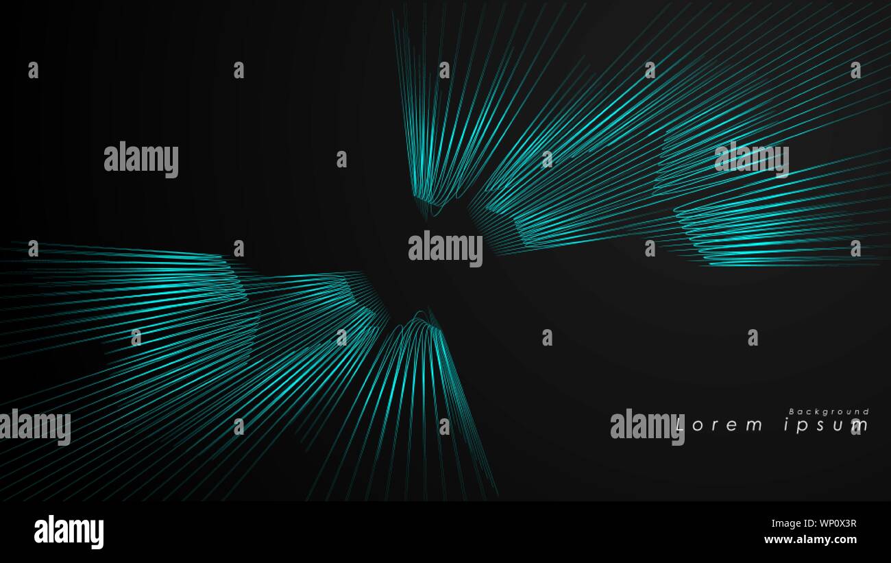 Abstract background of wavy futuristic blue lines. The blue line forms ...