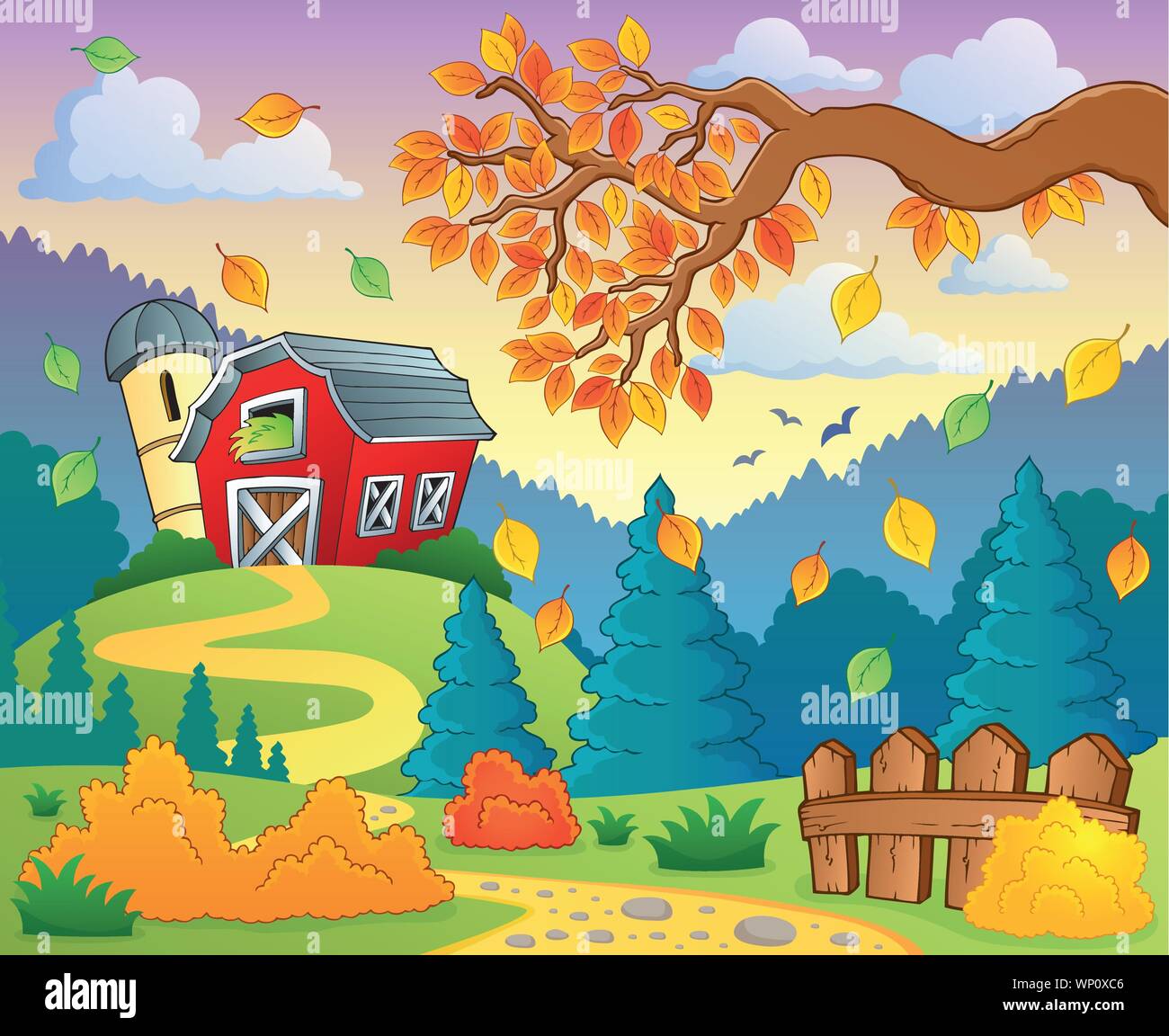 Autumn farm landscape 2 Stock Vector Image & Art - Alamy