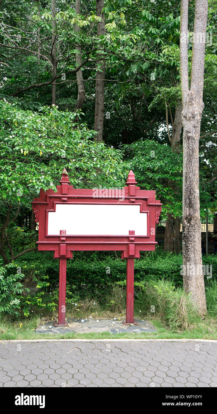 red wood sign Hua Hin empty nature vegetation architecture Stock Photo ...