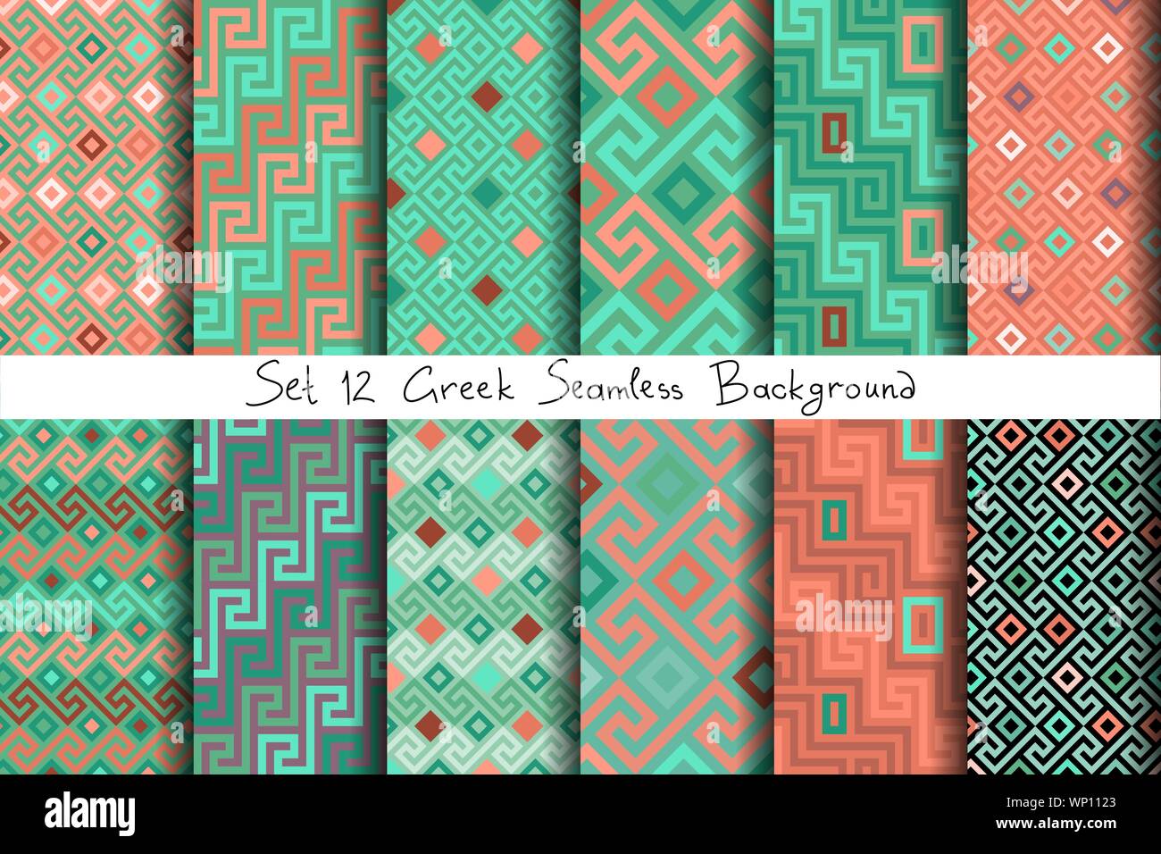 Ancient greek pattern seamless set hi-res stock photography and images ...