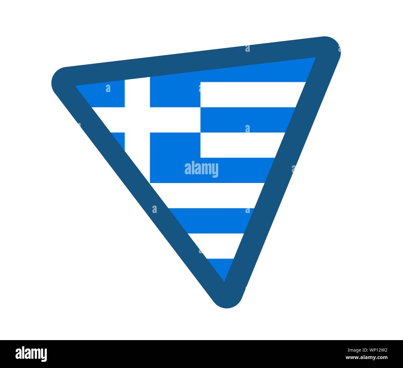 Vector National flag of Greece isolated on white, Triangle symbol for ...