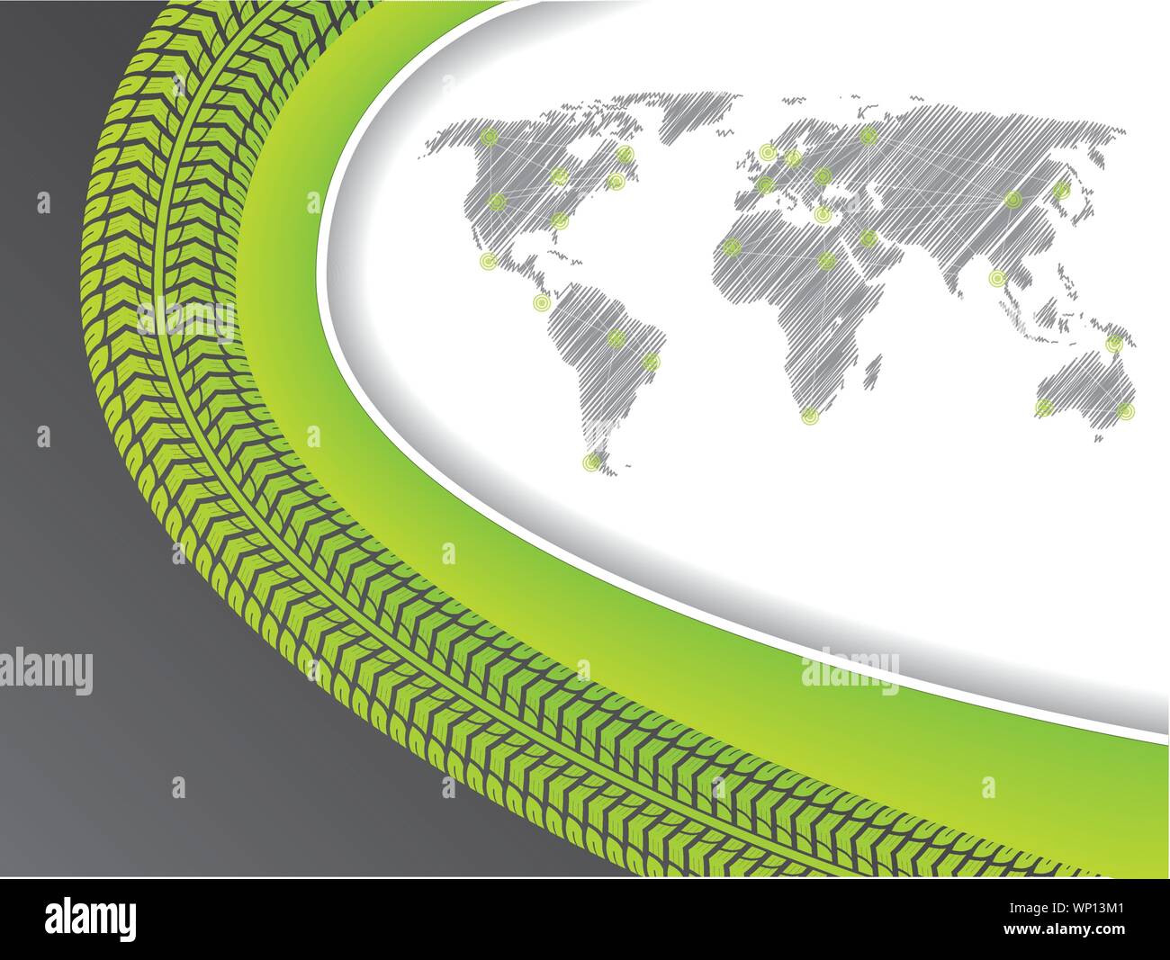 Business brochure with world map in green with tire tread Stock Vector ...