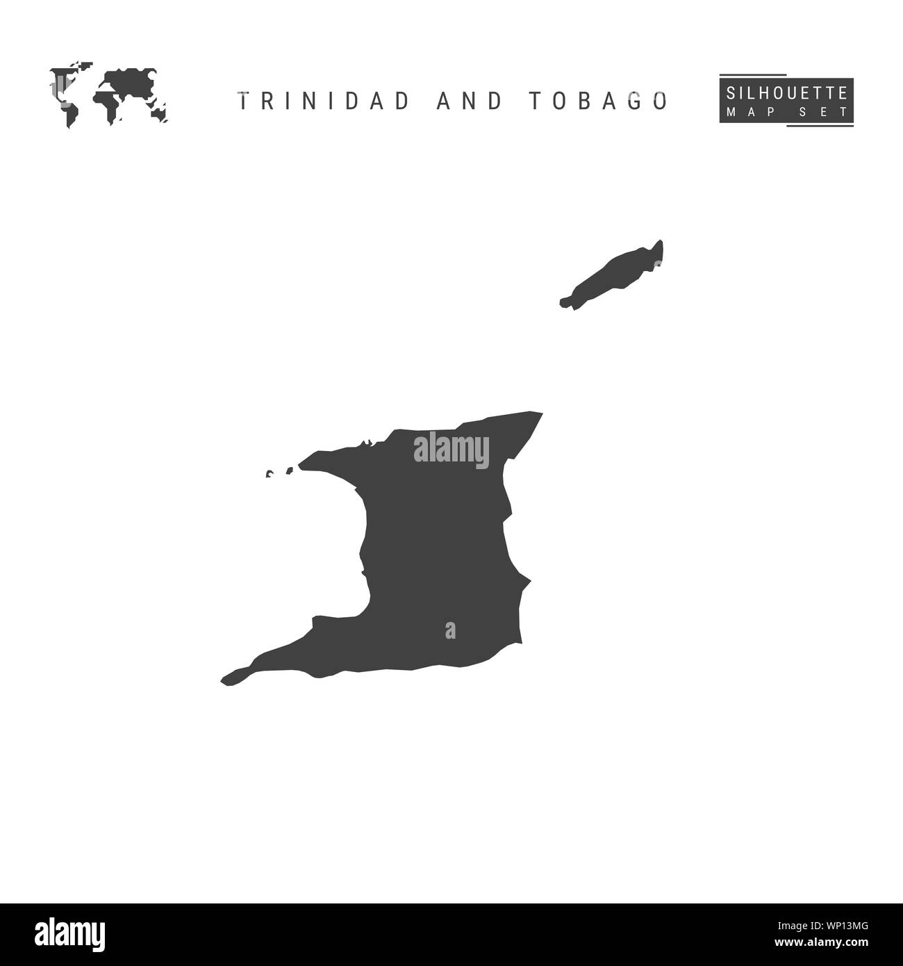 Trinidad and Tobago Blank Map Isolated on White Background. High ...