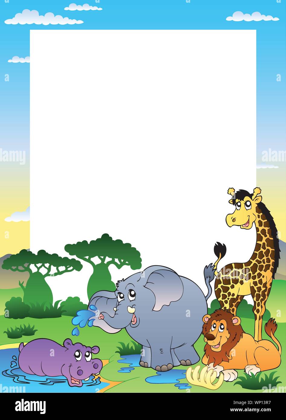 Frame with four African animals Stock Vector Image & Art - Alamy