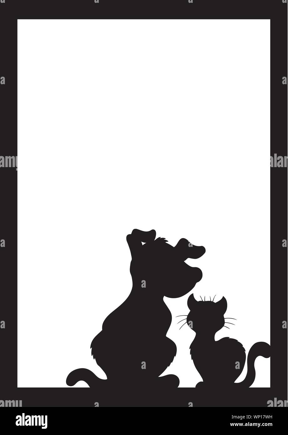 Frame with cat and dog silhouette Stock Vector Image & Art - Alamy