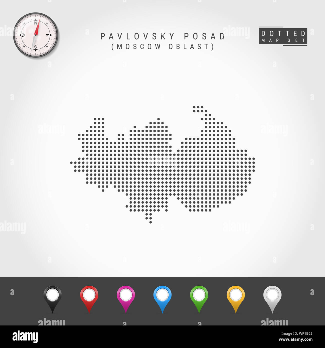 Dots Map of Pavlovsky Posad, Moscow Oblast. Simple Silhouette of ...