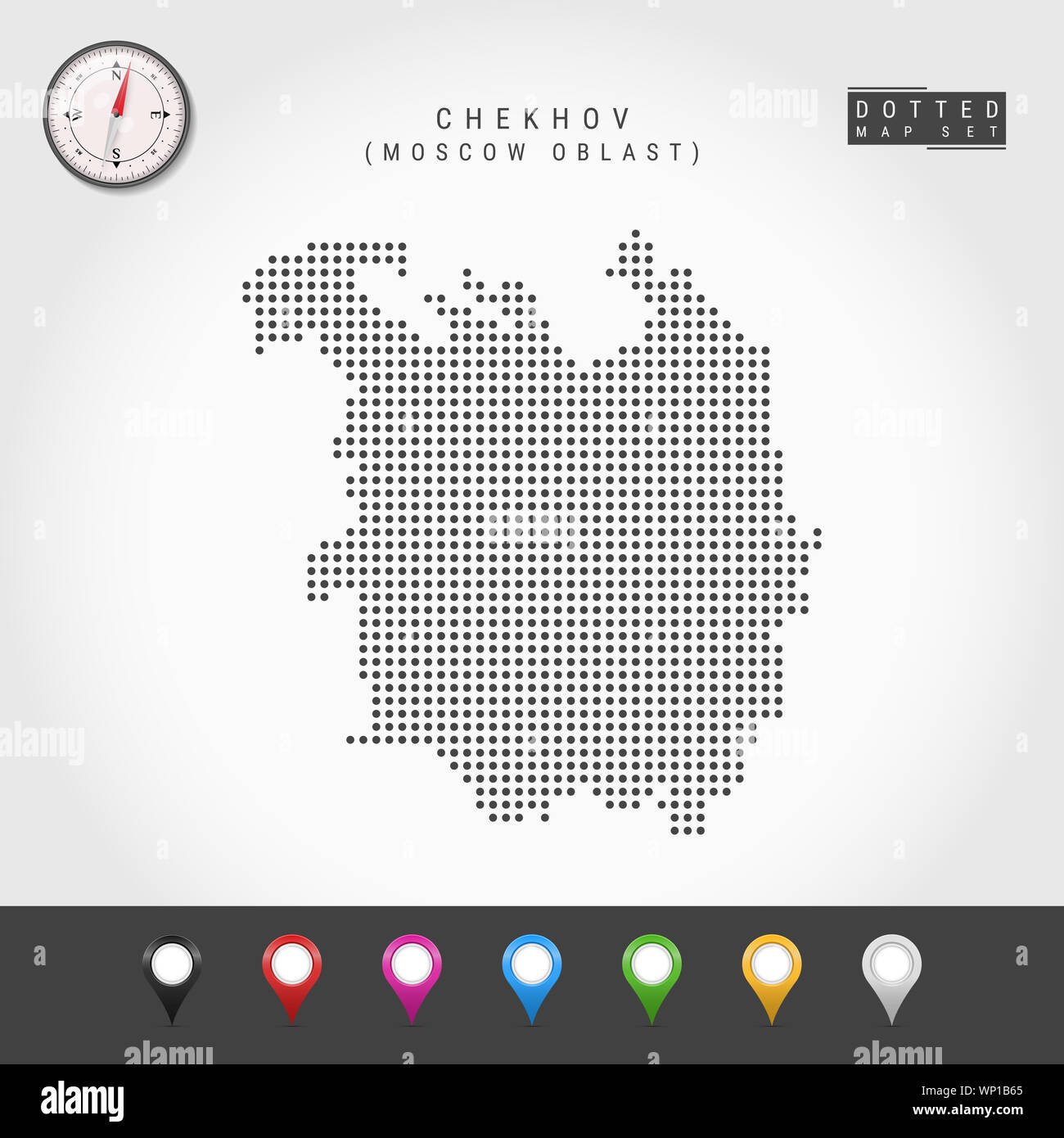 Dots Map of Chekhov, Moscow Oblast. Simple Silhouette of Chekhov ...