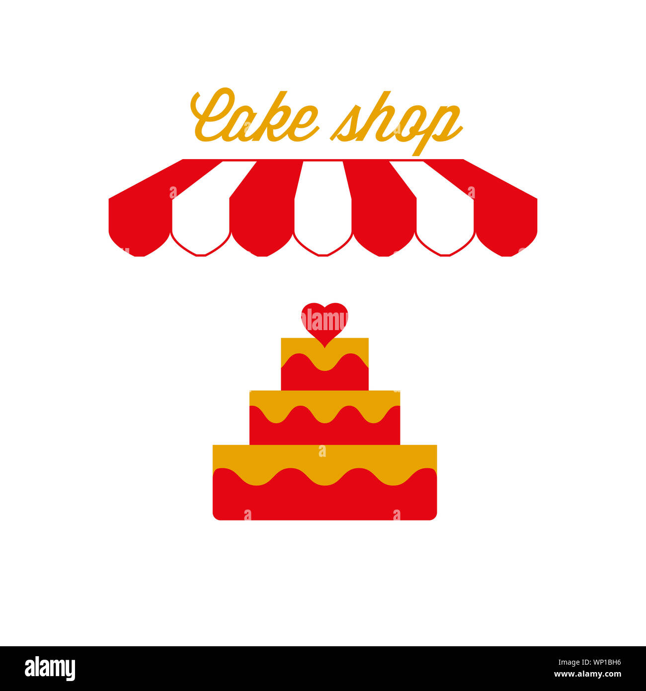 Bakery, Cake Shop Sign, Emblem. Red and White Striped Awning Tent ...