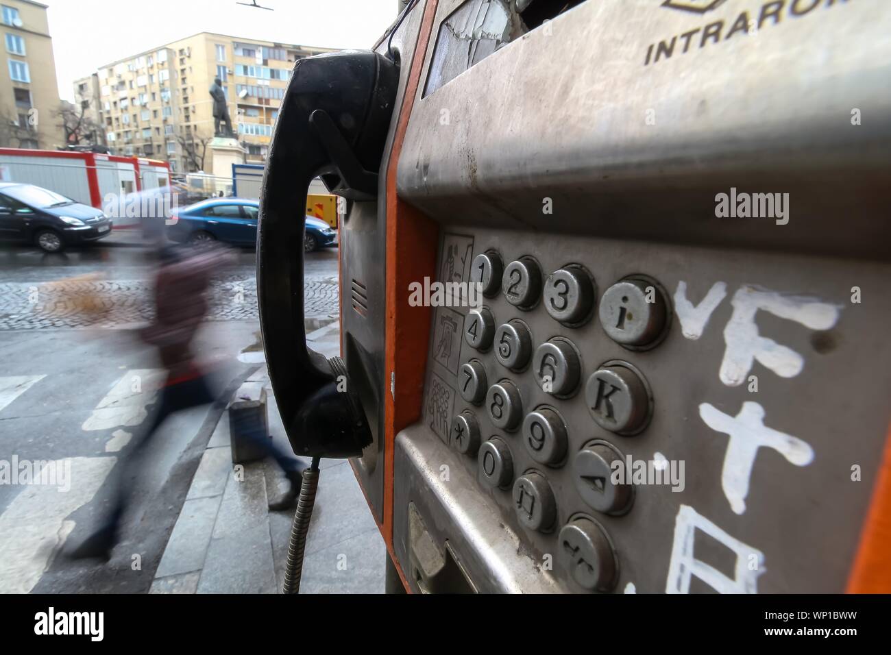 Bucharest, Romania - November 15, 2018: An out of use old public ...
