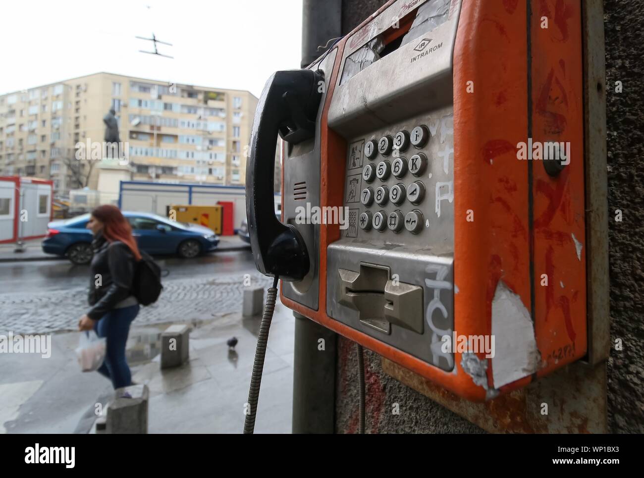 Bucharest, Romania - November 15, 2018: An out of use old public ...