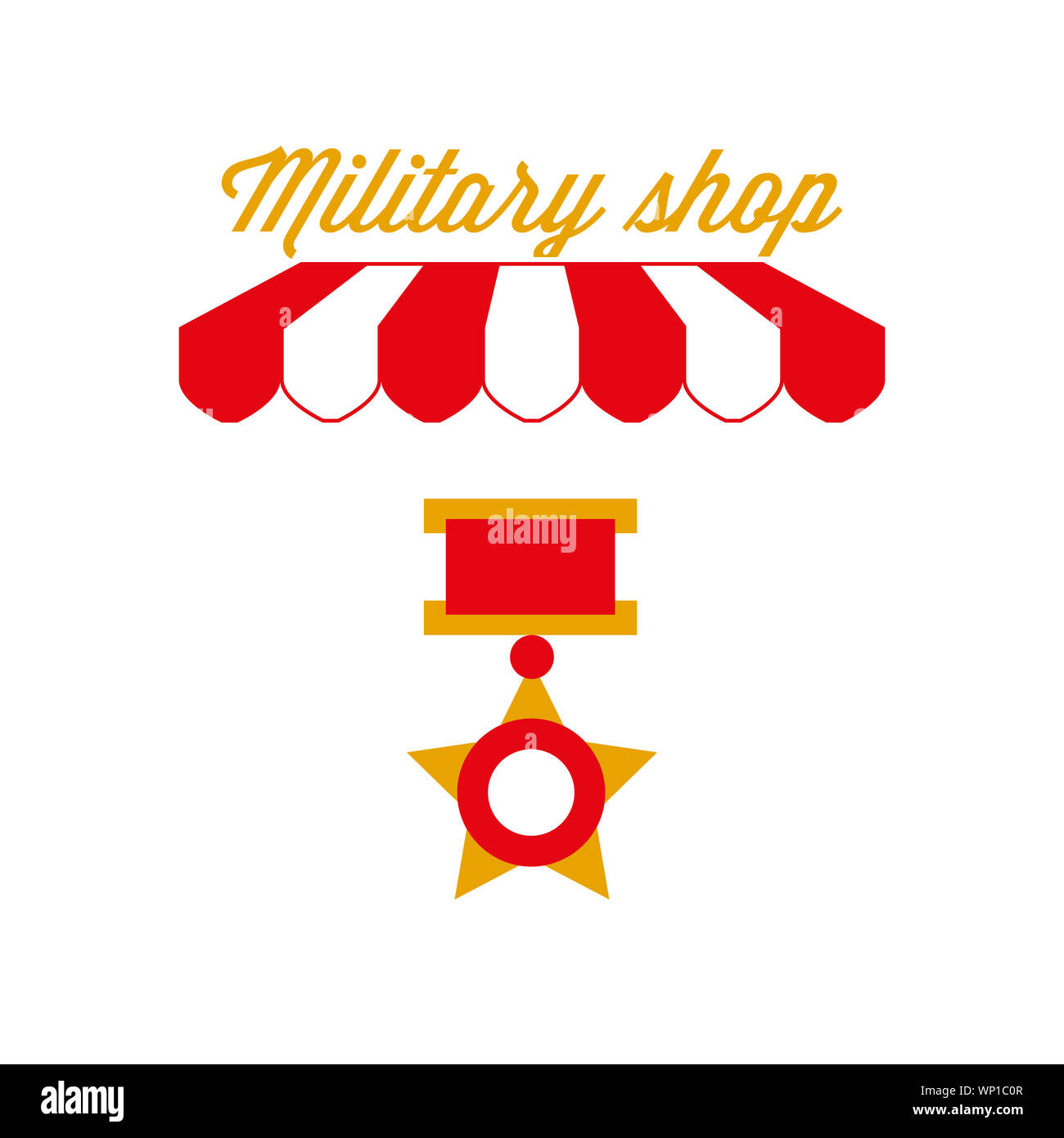 Army Clothes, Military Store Sign, Emblem. Red and White Striped Awning ...