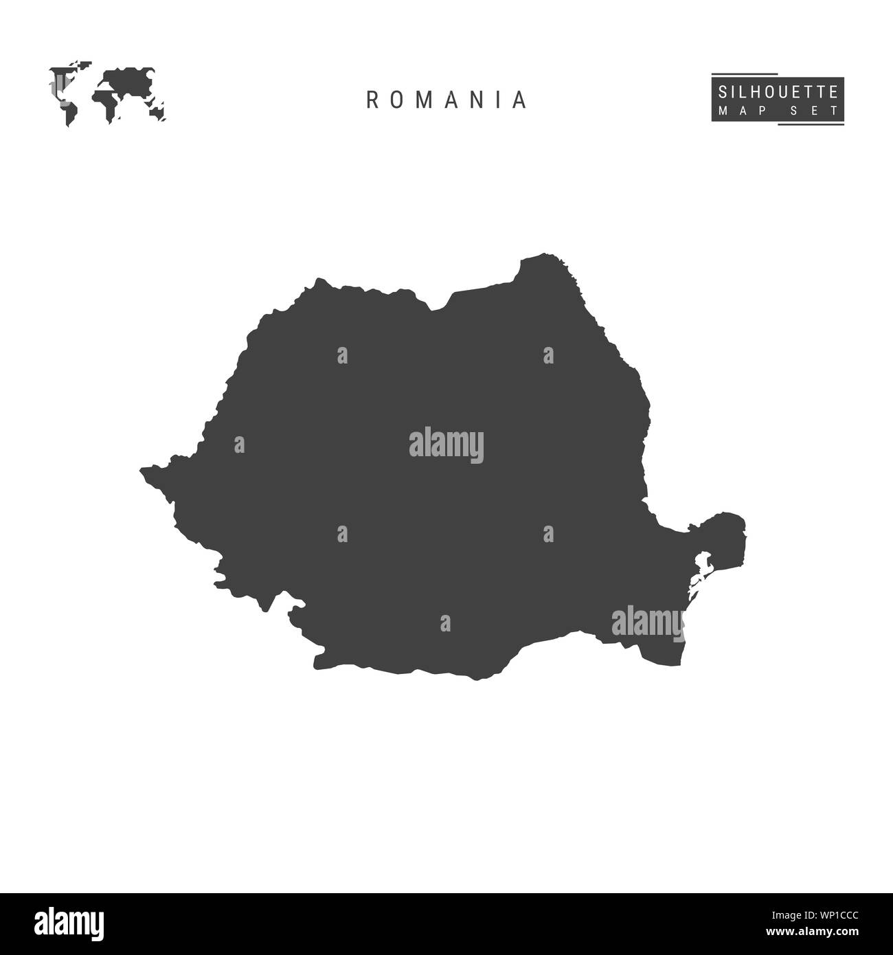 Romania Blank Map Isolated on White Background. High-Detailed Black ...