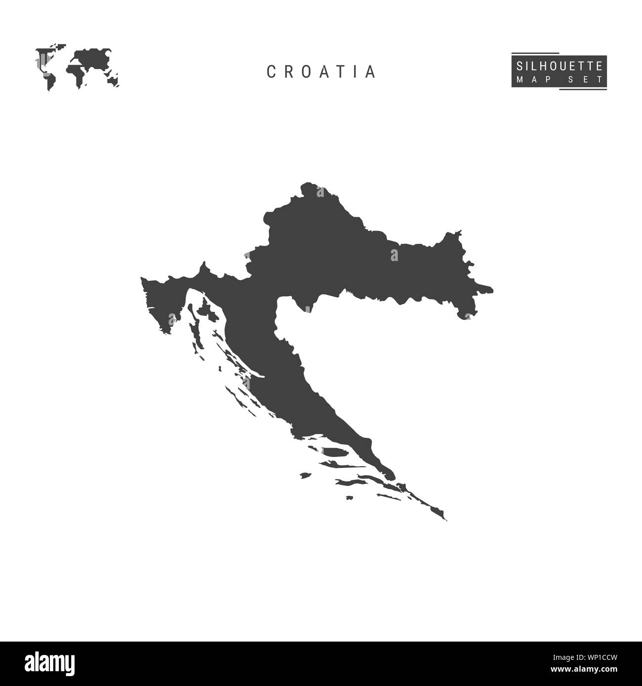 Croatia Blank Map Isolated on White Background. High-Detailed Black ...