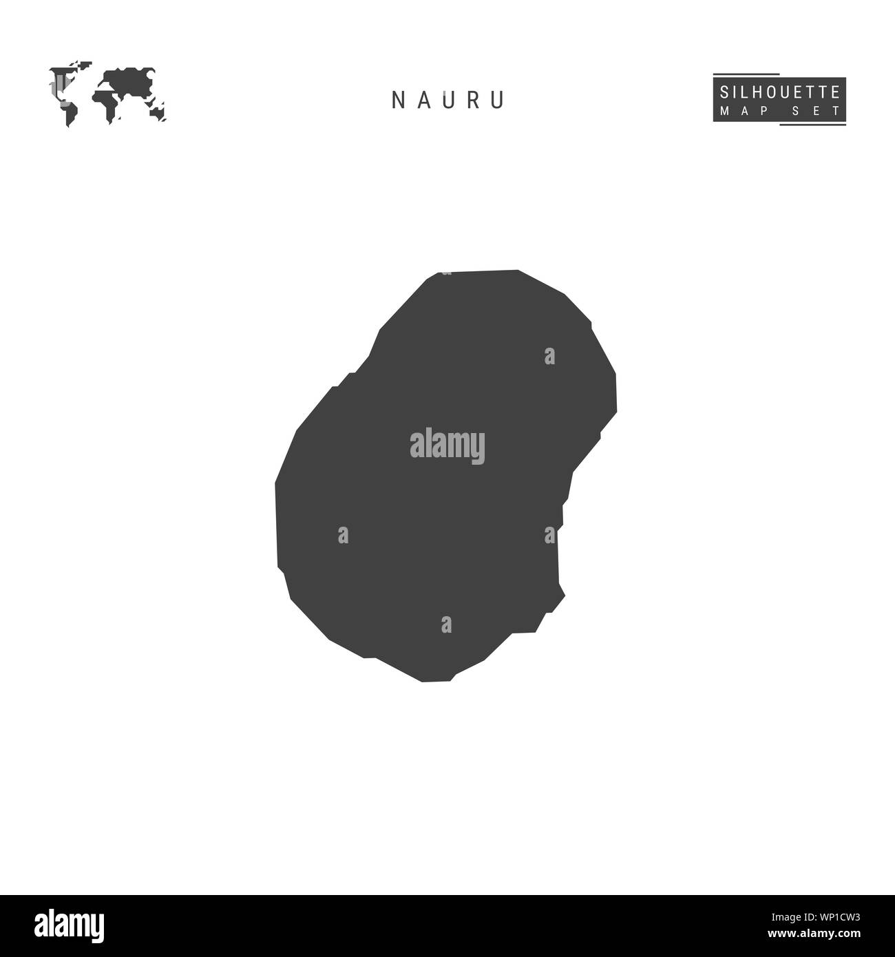 Nauru Blank Map Isolated on White Background. High-Detailed Black ...