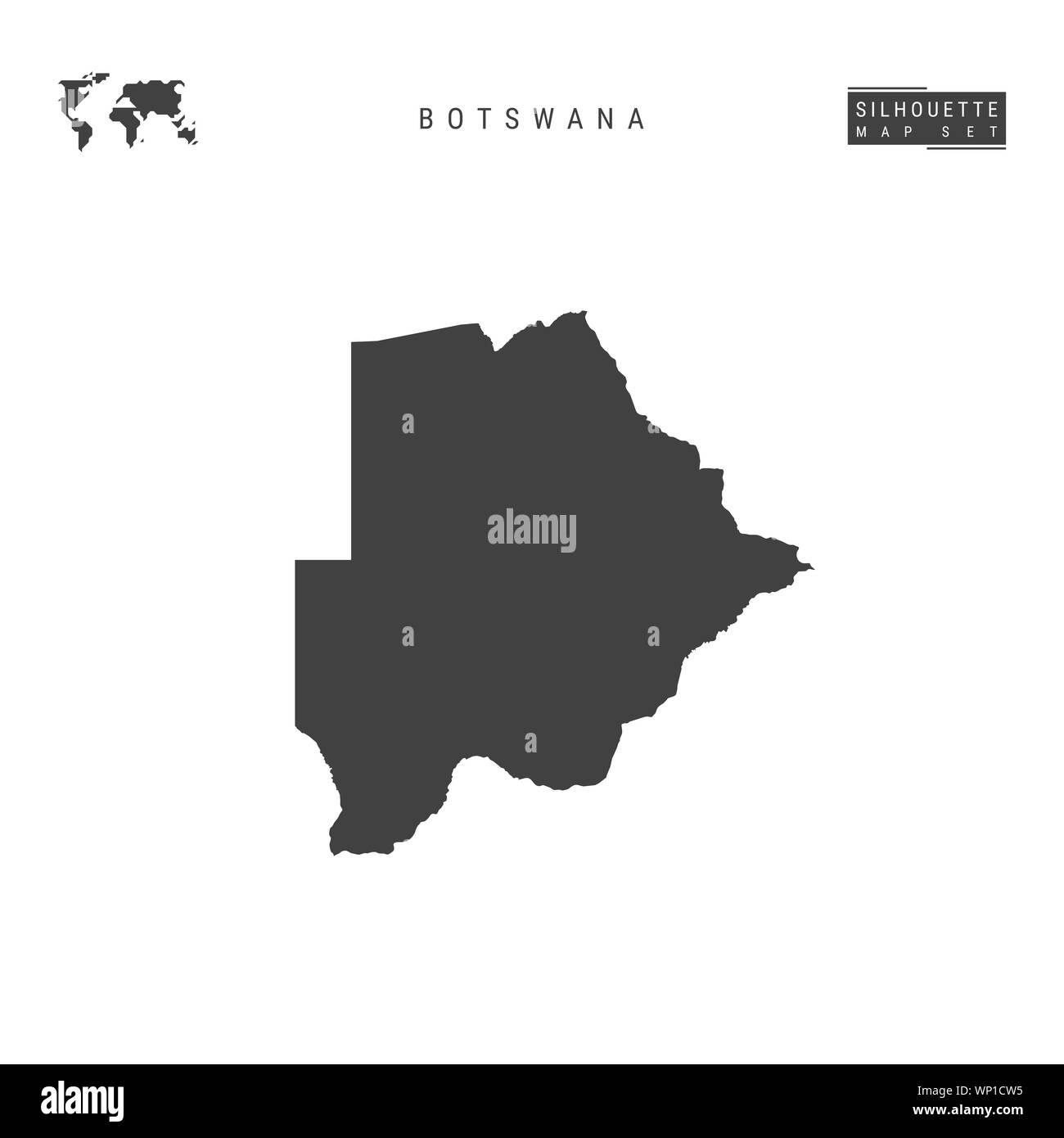 Botswana Blank Map Isolated on White Background. High-Detailed Black Silhouette Map of Botswana ...