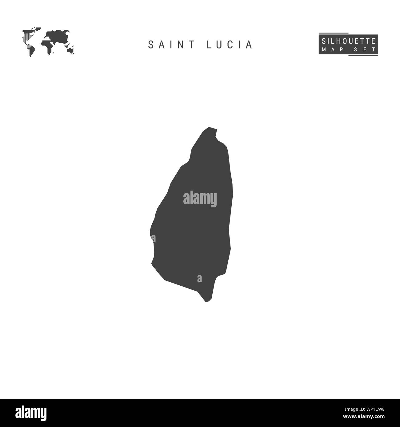 Saint Lucia Blank Map Isolated on White Background. High-Detailed Black ...