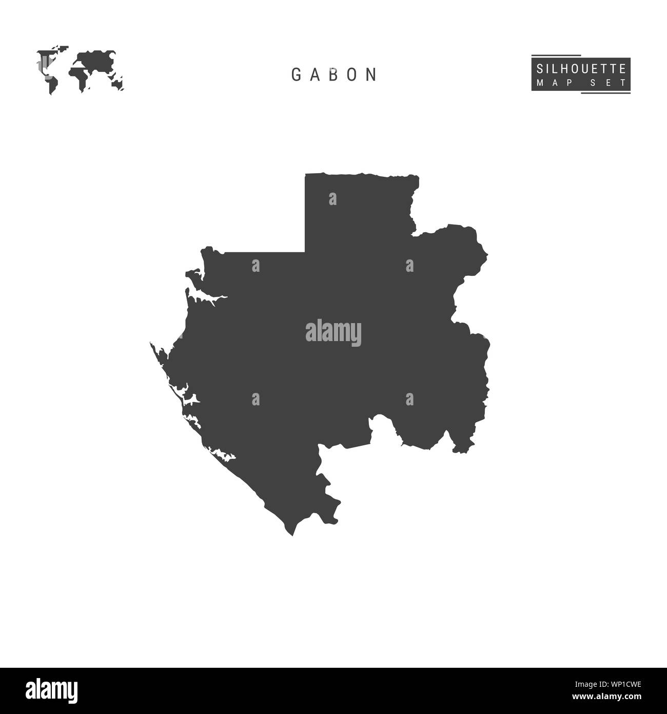Gabon Blank Map Isolated on White Background. High-Detailed Black ...