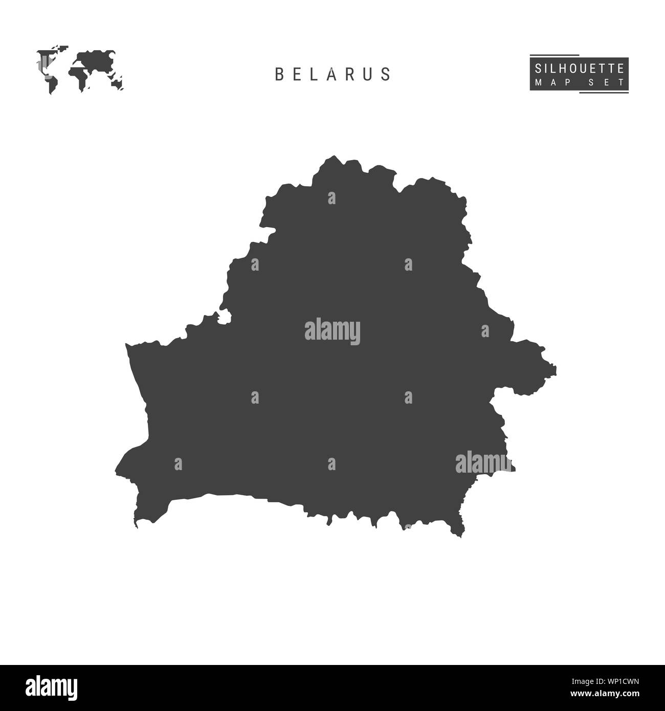 Belarus Blank Map Isolated on White Background. High-Detailed Black Silhouette Map of Belarus ...