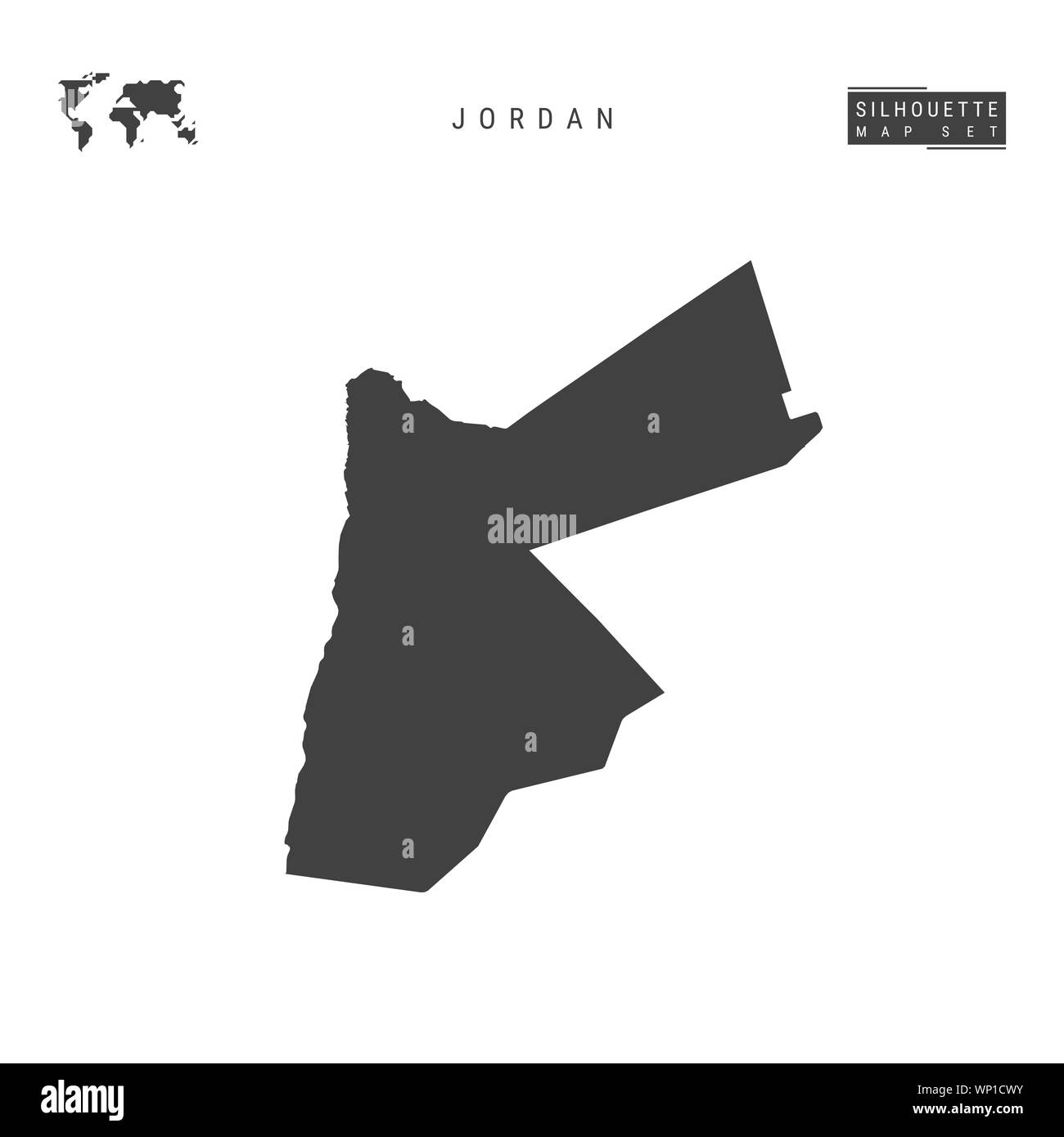 Jordan Blank Map Isolated on White Background. High-Detailed Black ...