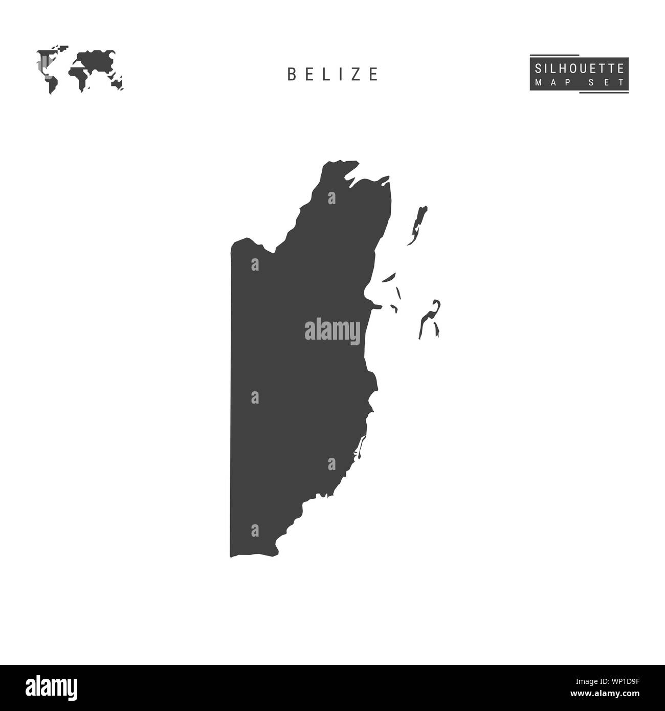 Belize Blank Map Isolated on White Background. High-Detailed Black ...