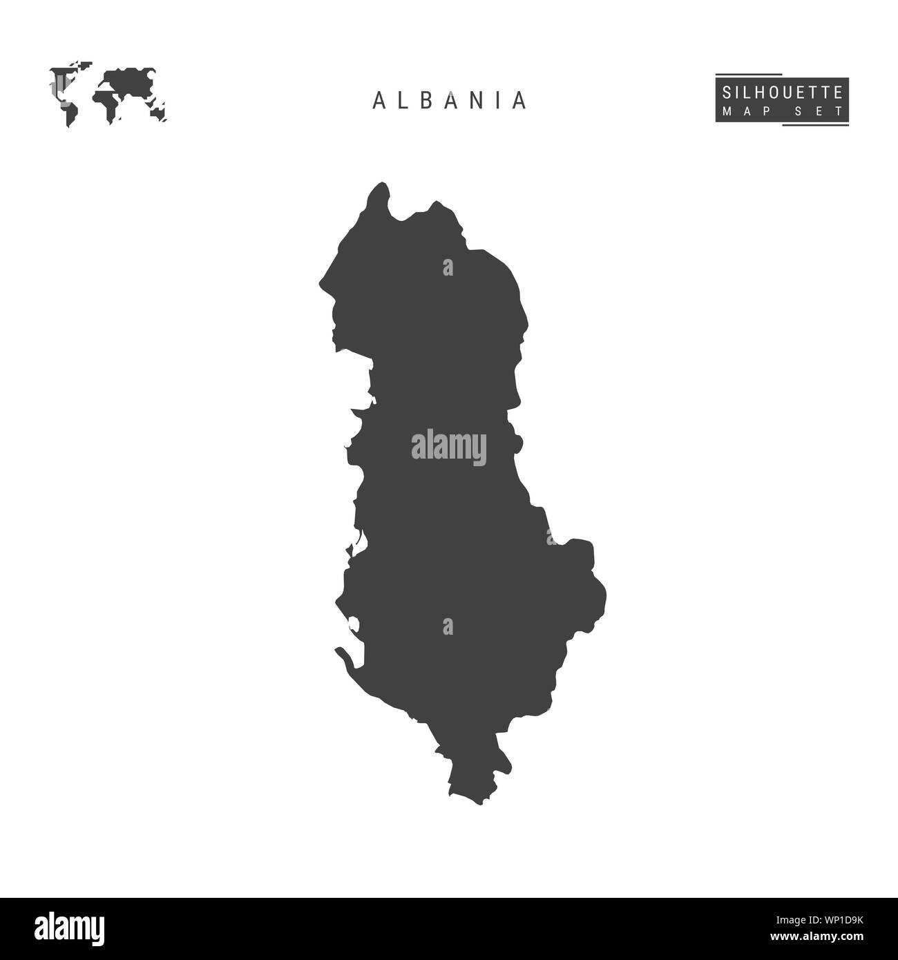 Albania Blank Map Isolated on White Background. High-Detailed Black ...