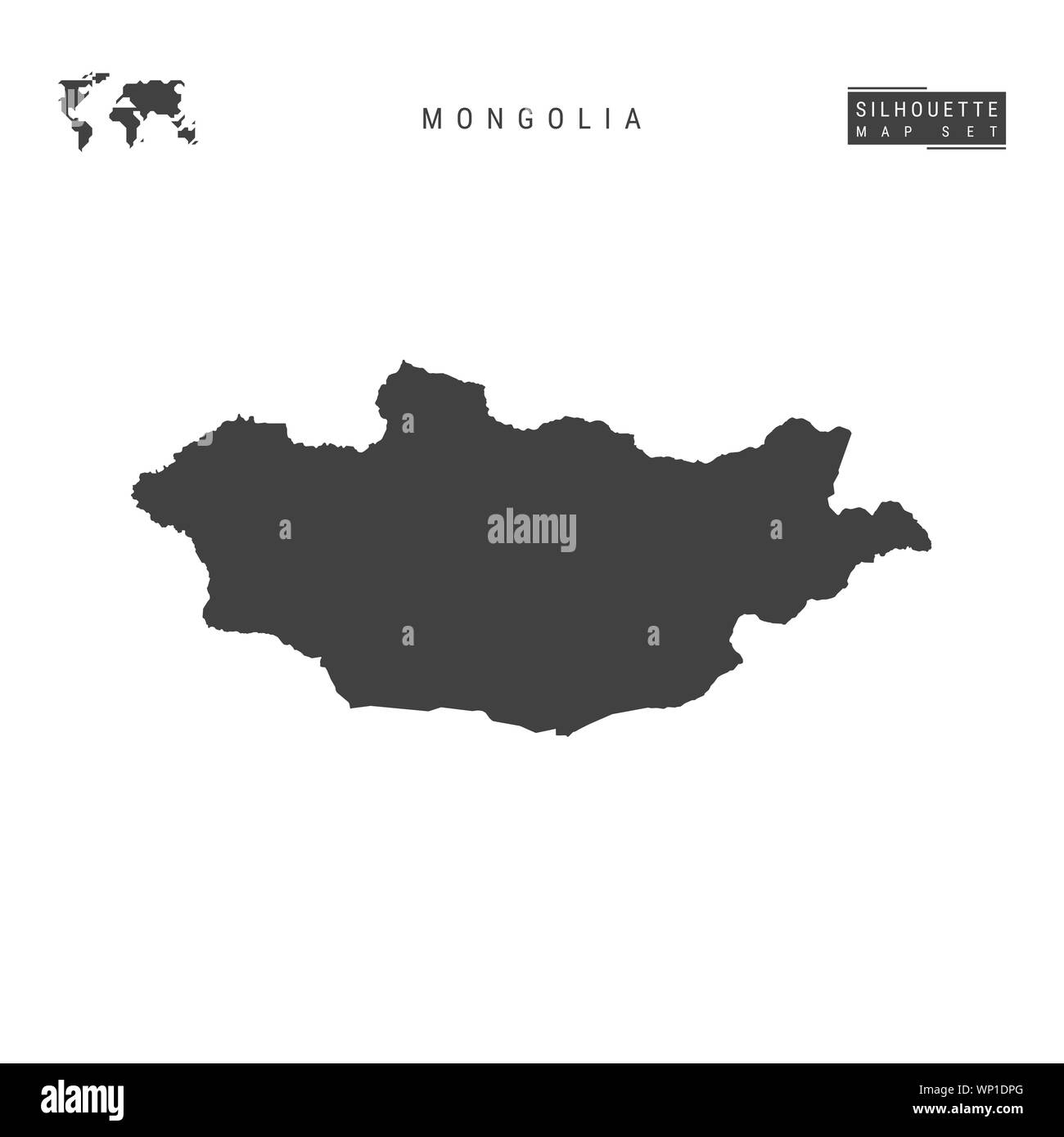Mongolia Blank Map Isolated on White Background. High-Detailed Black ...