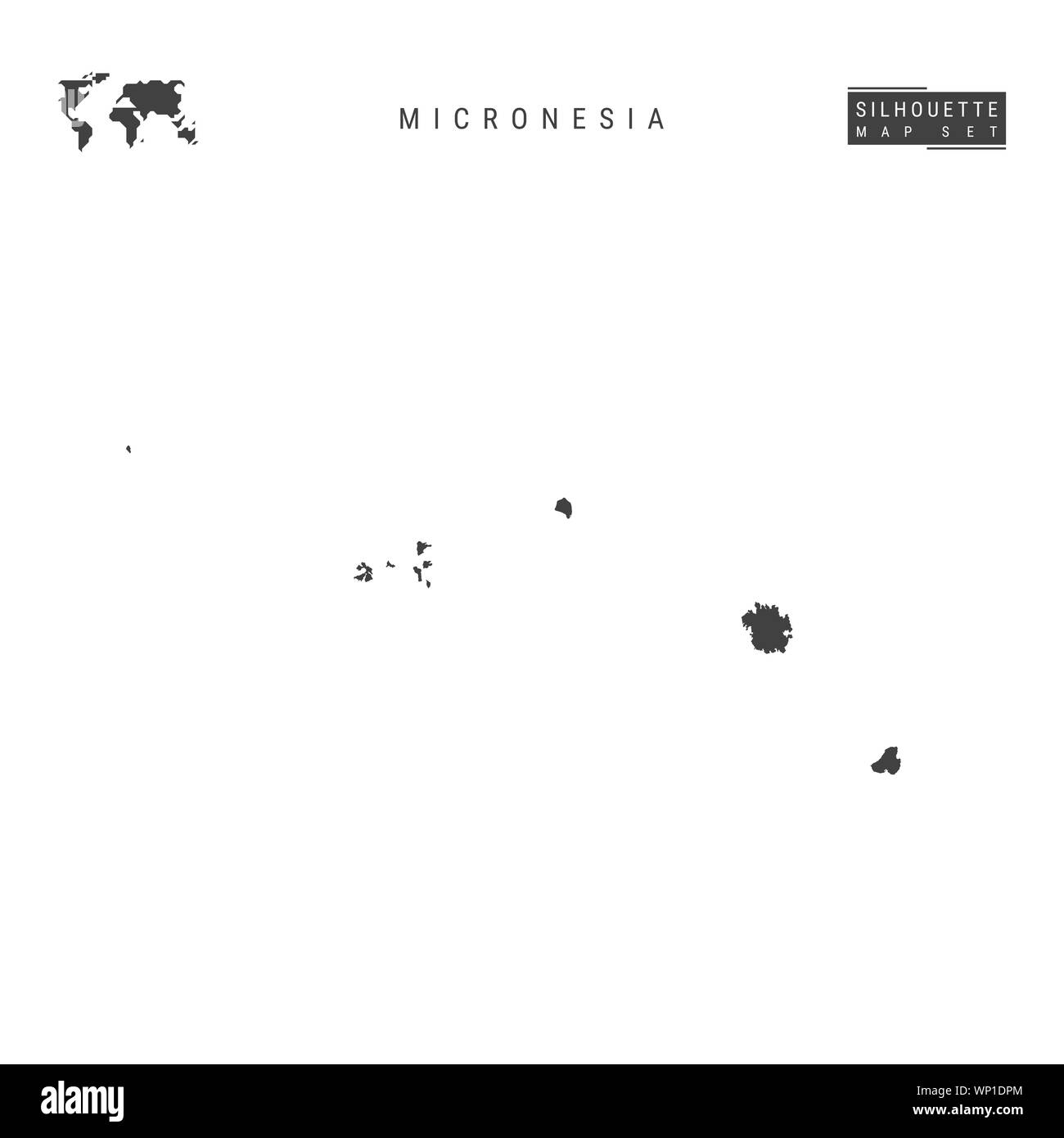 Micronesia Blank Map Isolated on White Background. High-Detailed Black ...