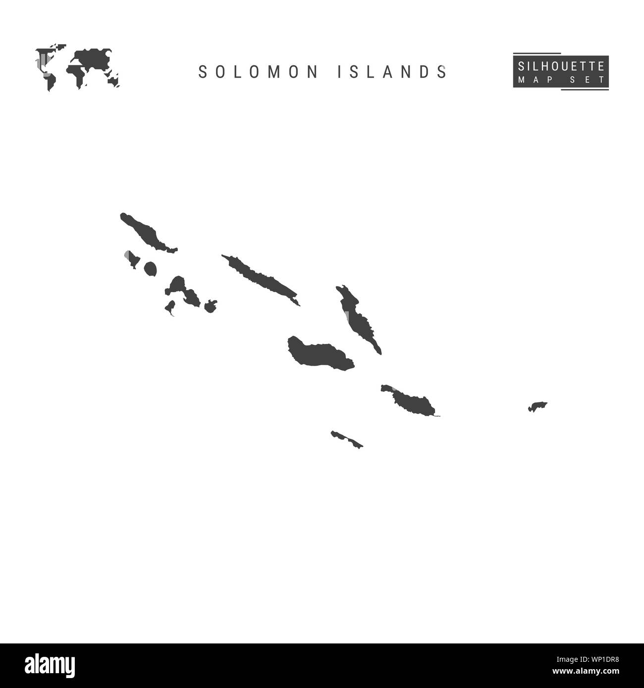Solomon Islands Blank Map Isolated on White Background. High-Detailed ...