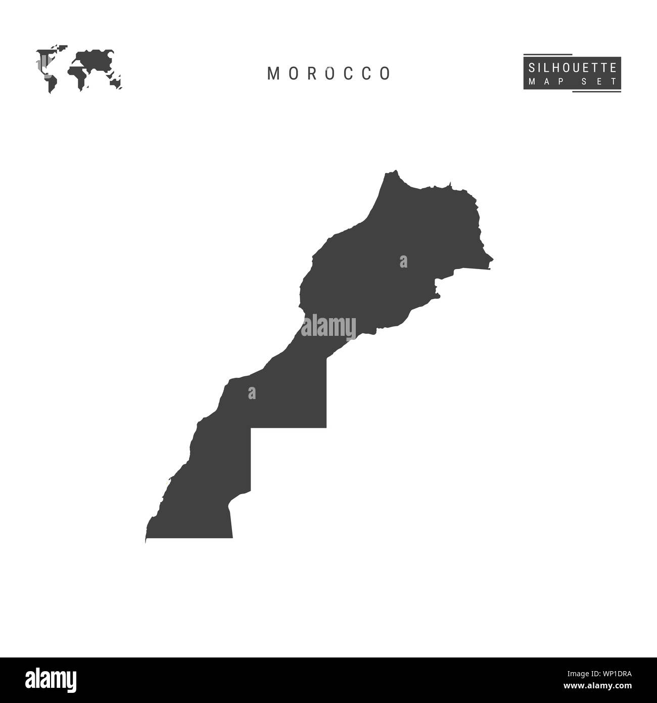 Morocco Blank Map Isolated on White Background. High-Detailed Black ...