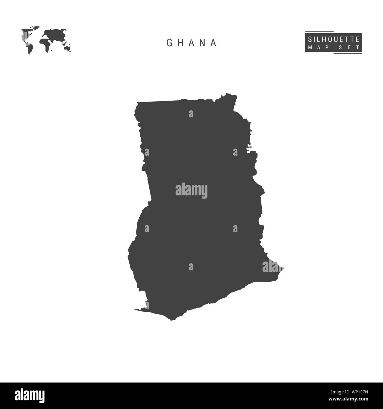 Ghana Blank Map Isolated on White Background. High-Detailed Black ...