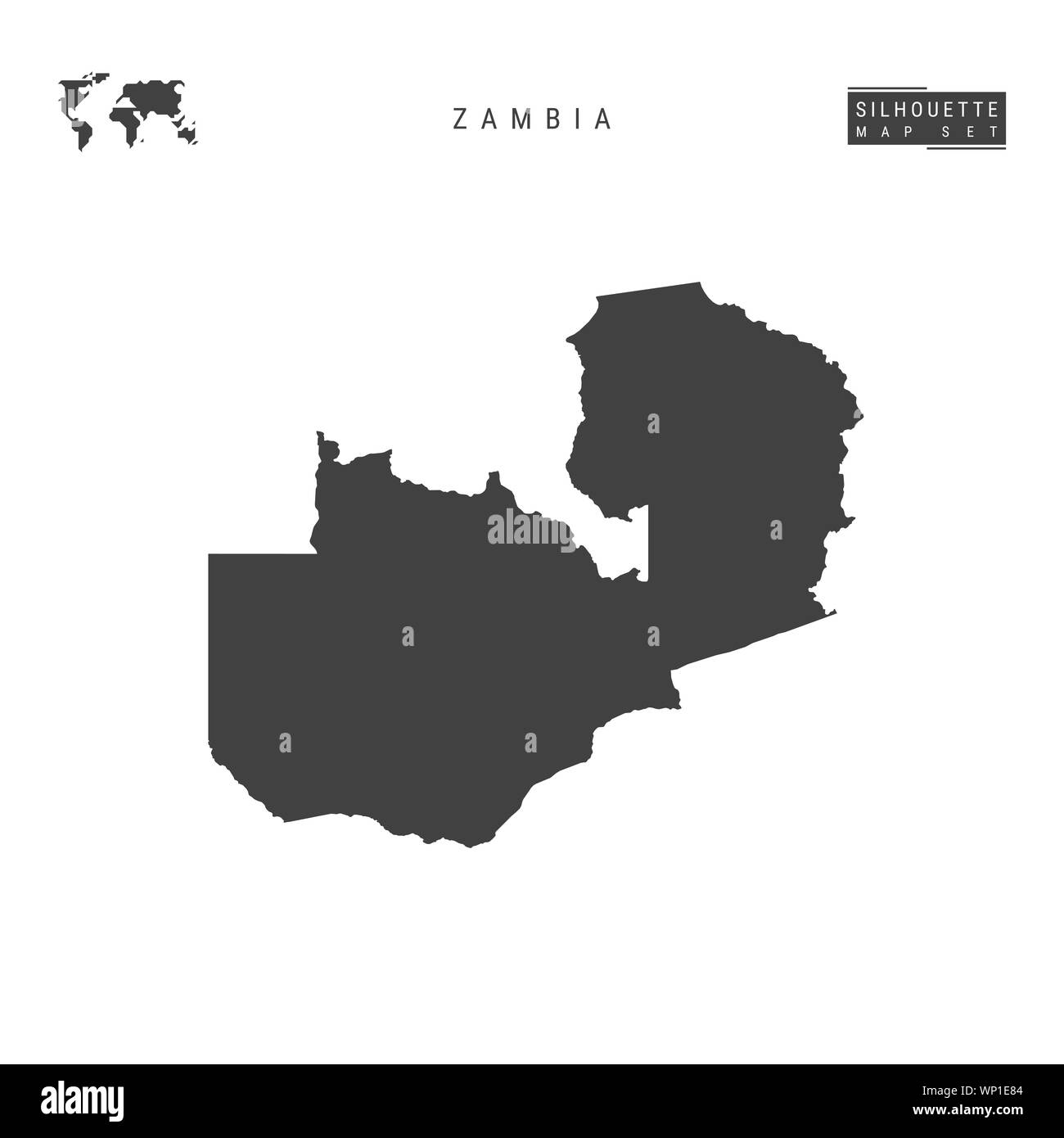 Zambia Blank Map Isolated on White Background. High-Detailed Black ...