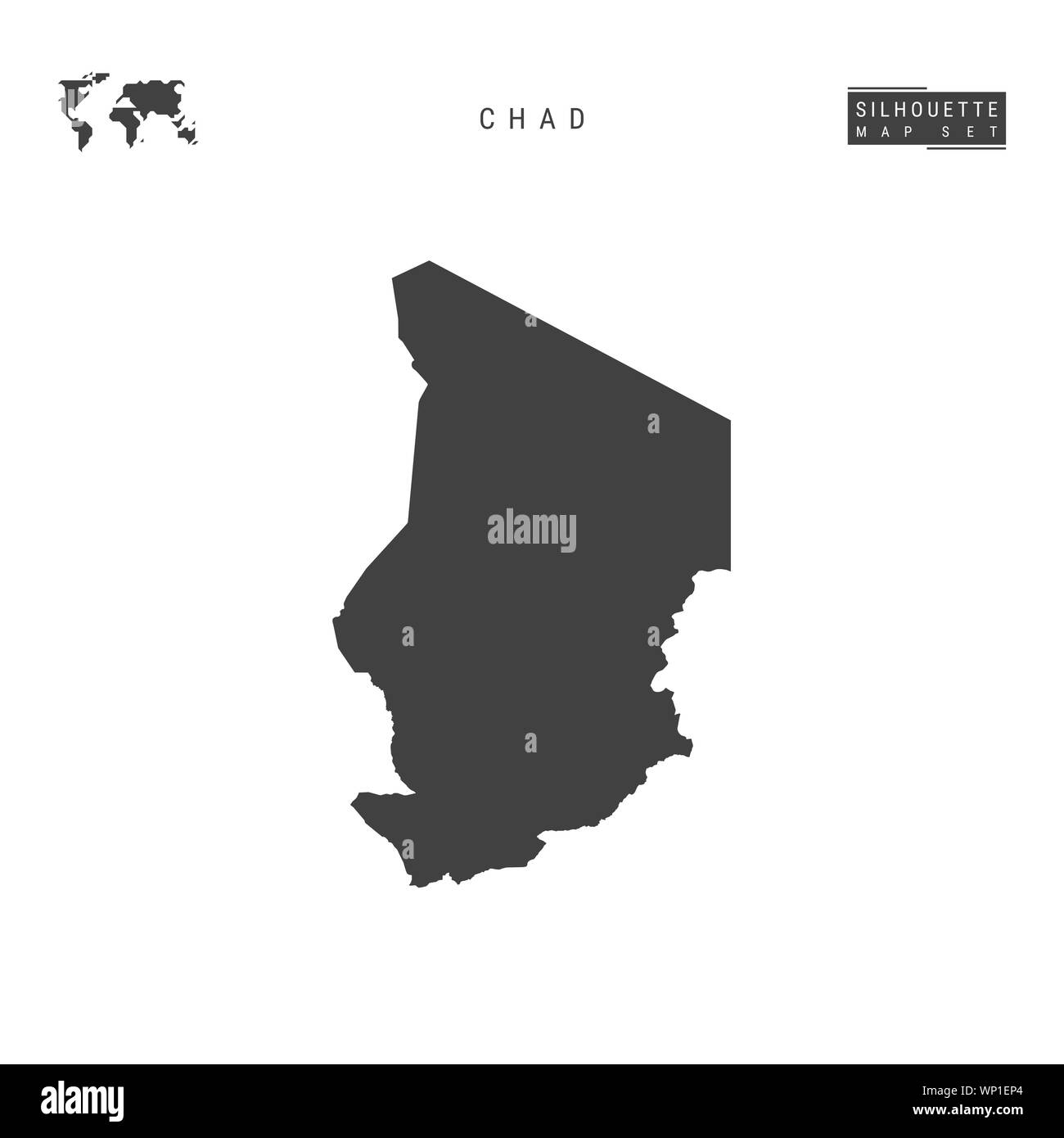 Chad Blank Map Isolated on White Background. High-Detailed Black ...