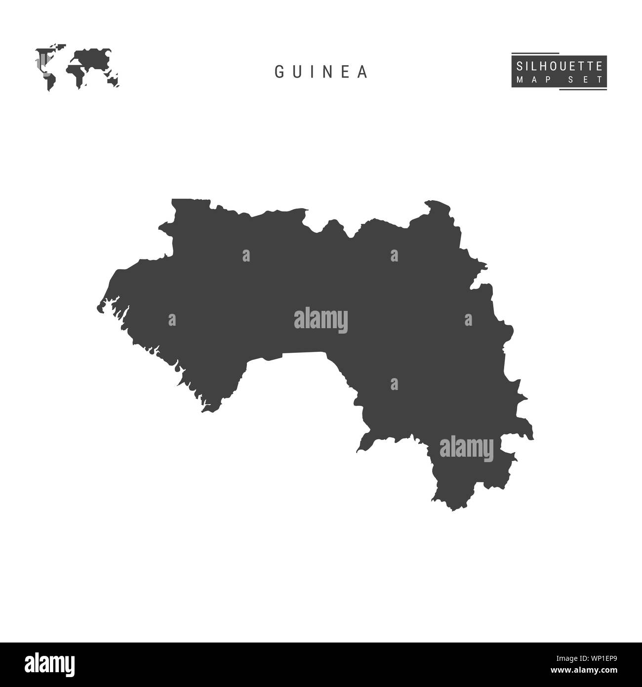 Guinea Blank Map Isolated on White Background. High-Detailed Black ...