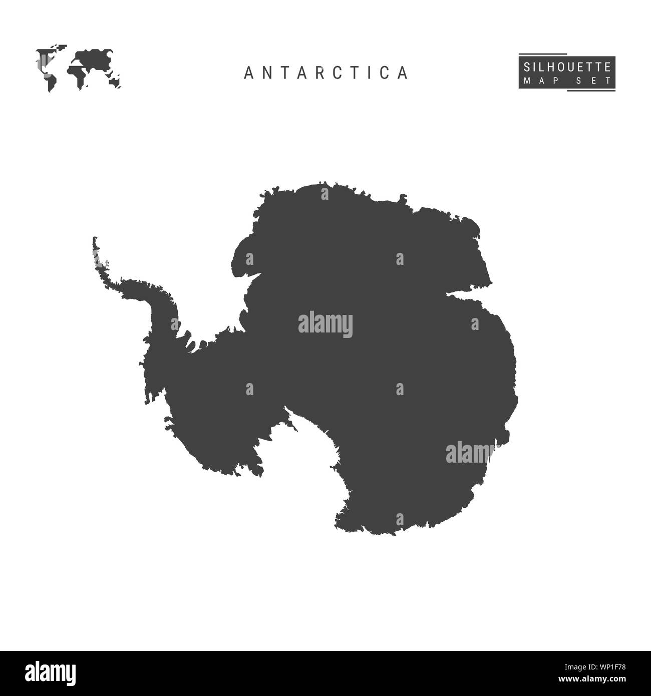 Antarctica Blank Map Isolated on White Background. High-Detailed Black ...