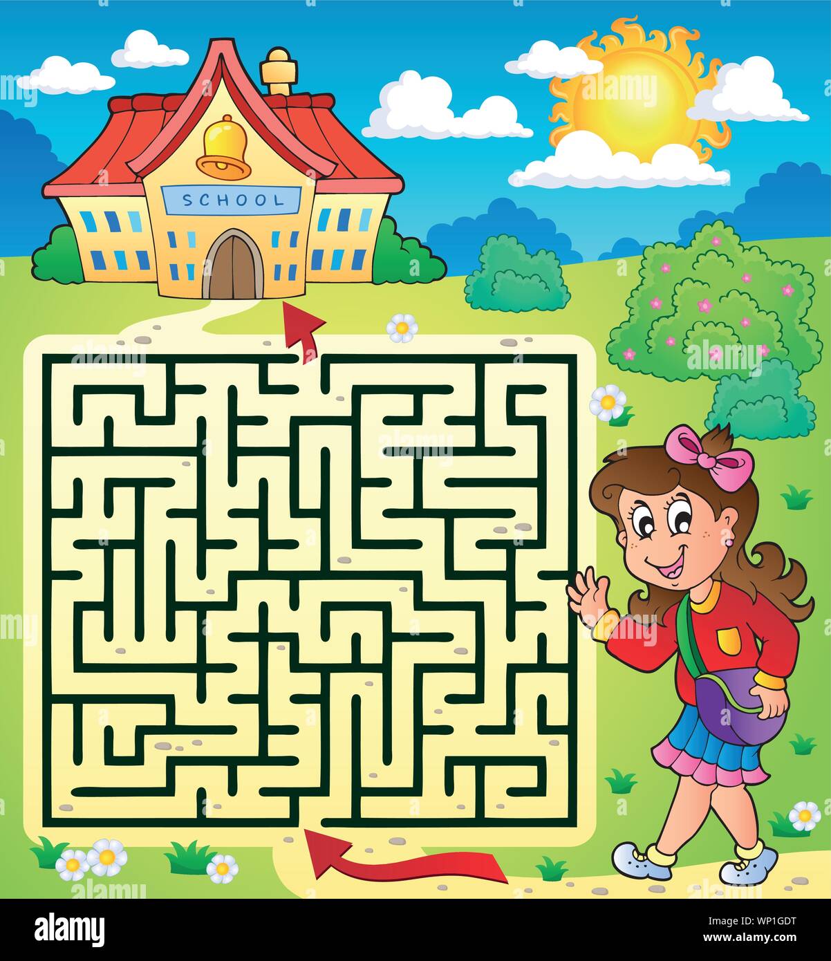 Maze 3 with schoolgirl Stock Vector Image & Art - Alamy