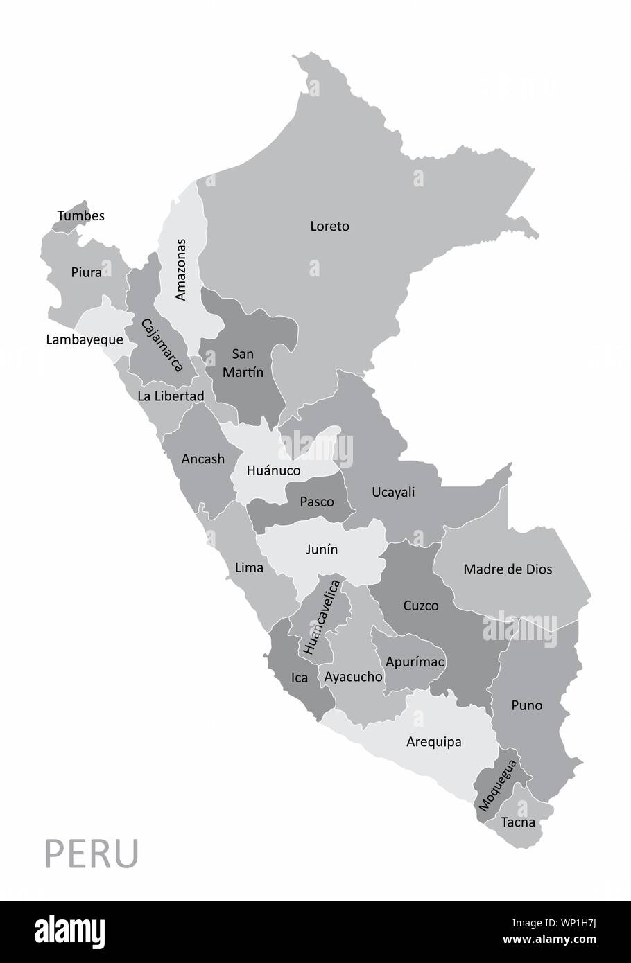 Peru regions map Stock Vector Image & Art - Alamy