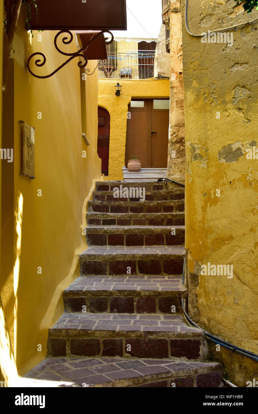 Crete Greece Steps to a Home in the Island Village Stock Photo - Alamy