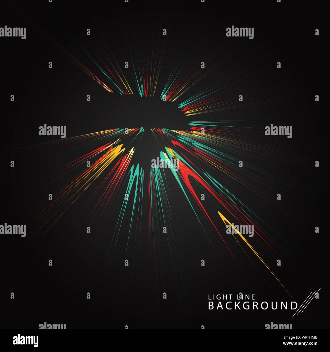 Colorful fireworks radiating, lines. Vector illustration.Dynamic style ...