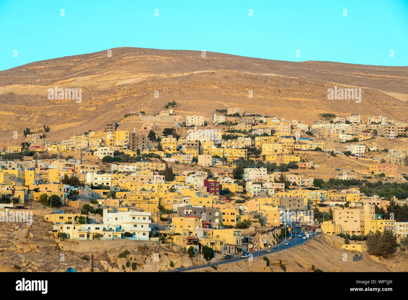 Jordan, Ma'an Governorate, Wadi Musa. Buildings in town of Wadi Musa ...
