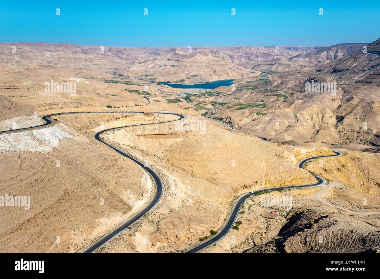 Jordan, Madaba Governorate. King's Highway, Highway 35 winding through ...