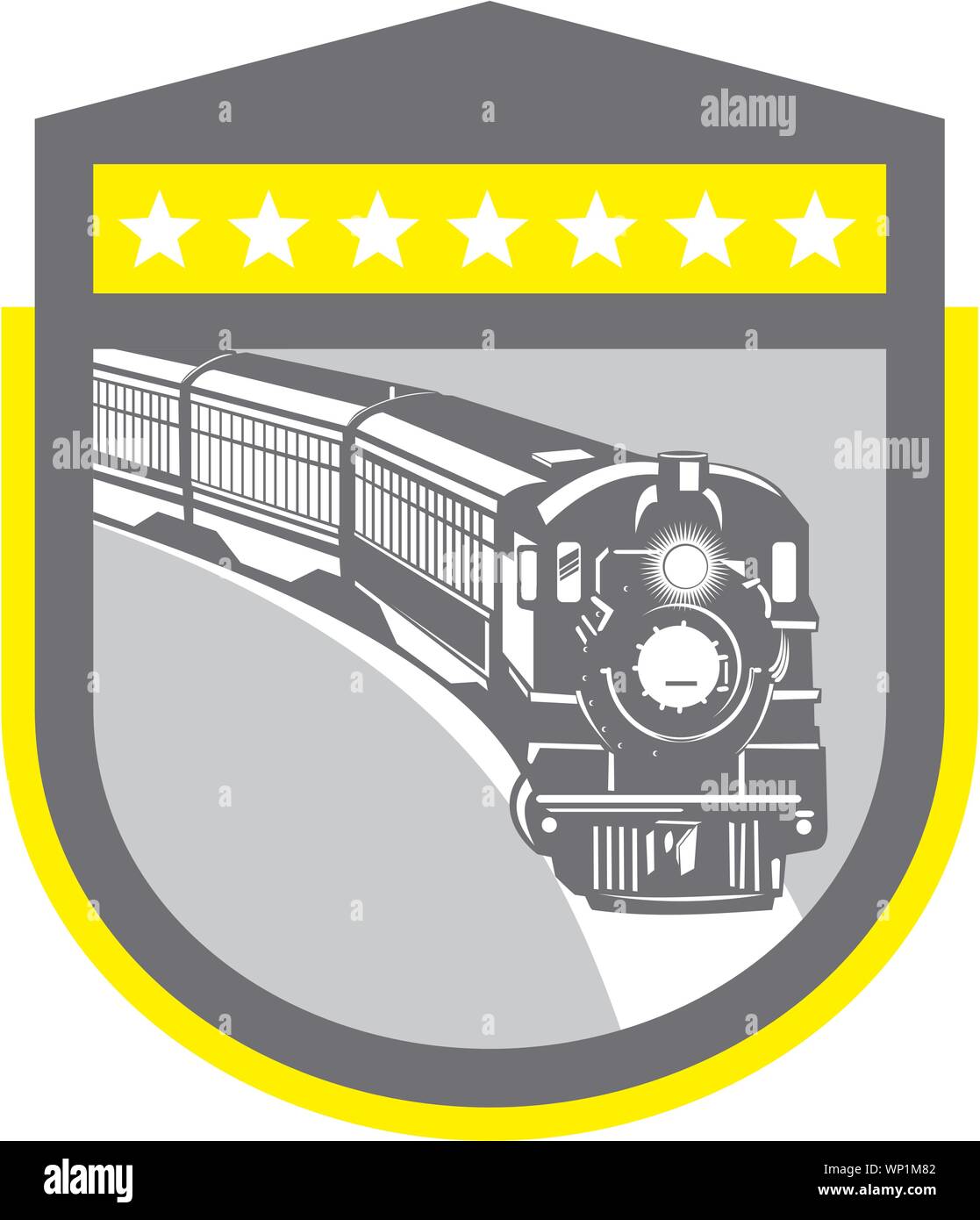 Steam Train Locomotive Retro Shield Stock Vector Image & Art - Alamy