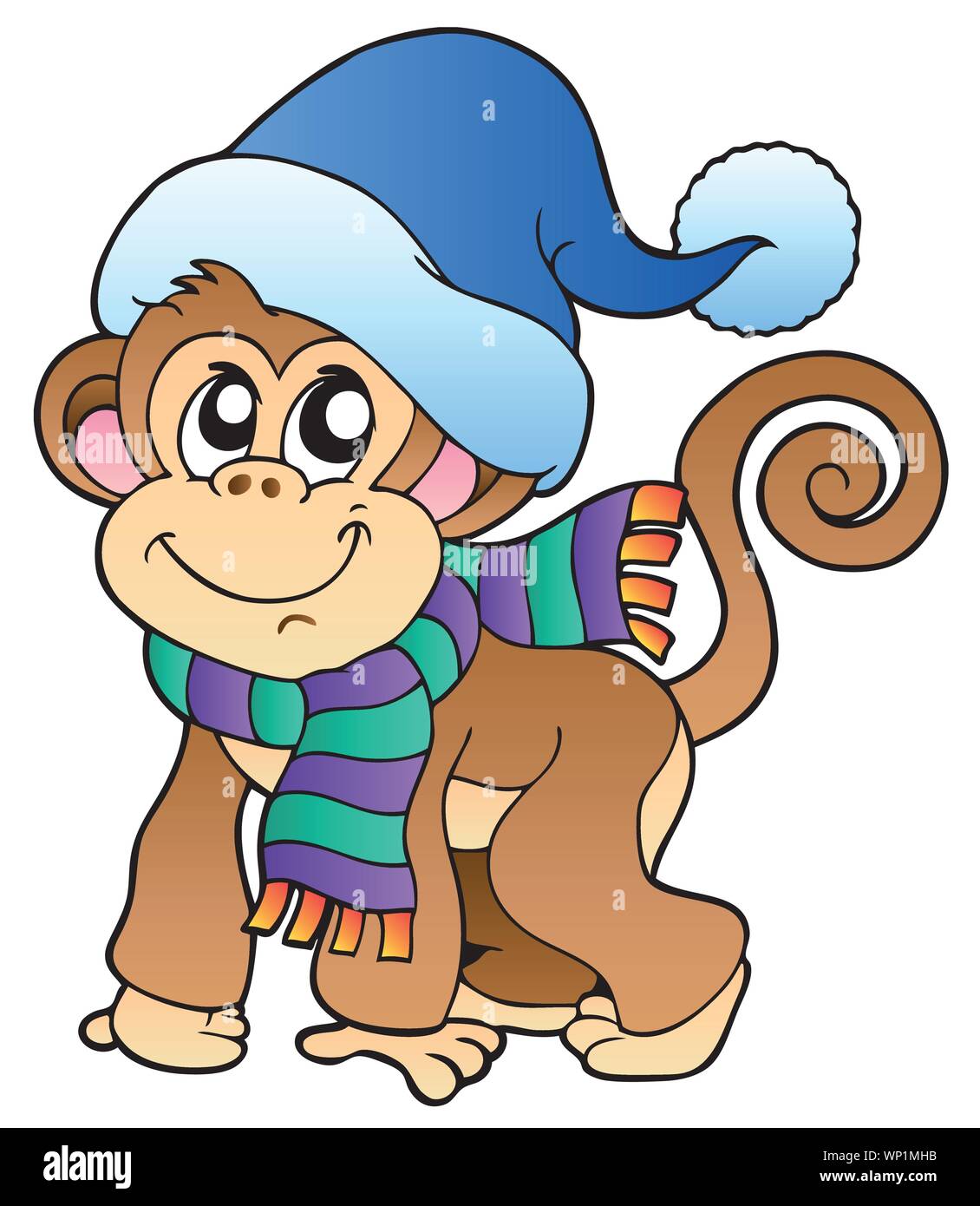 Cute monkey in winter clothes Stock Vector Image & Art - Alamy