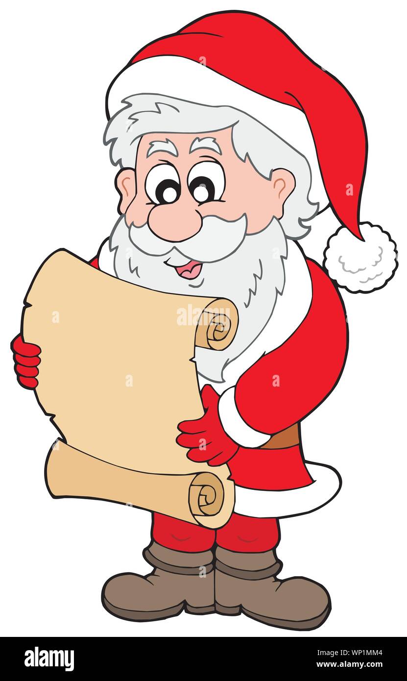 Santa Claus reading parchment Stock Vector Image & Art - Alamy