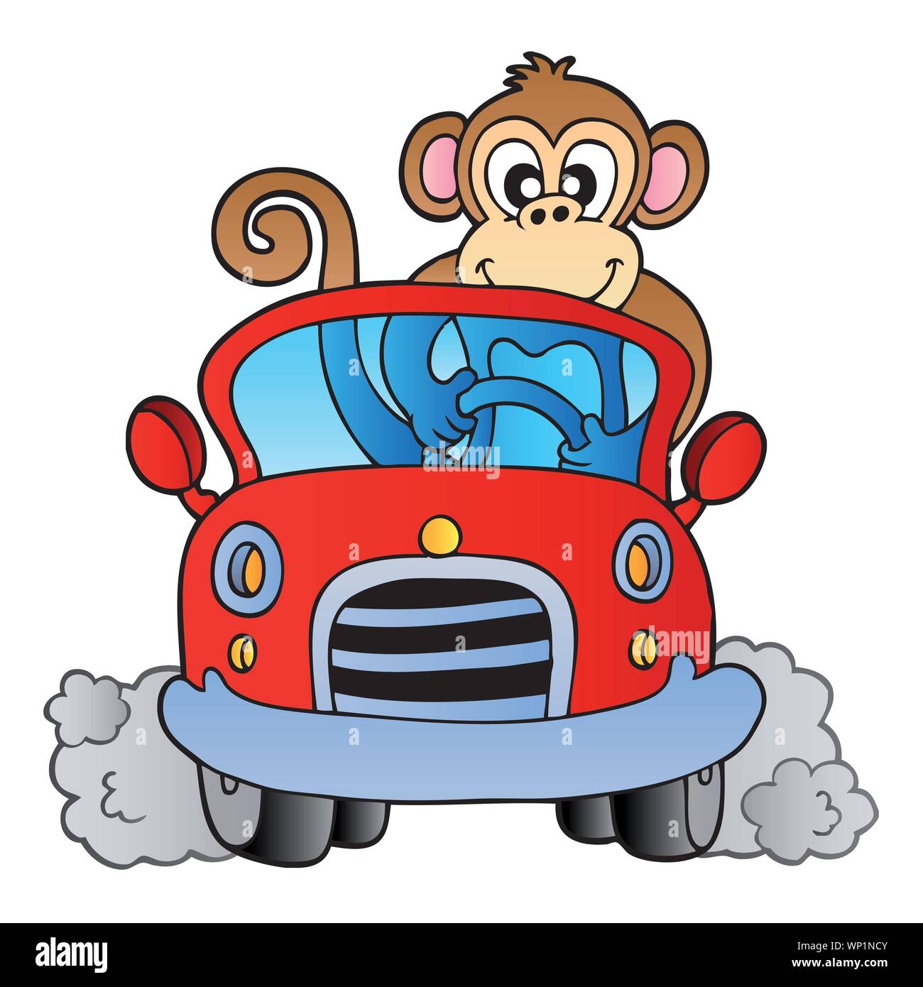 Monkey by car Stock Vector Images - Alamy