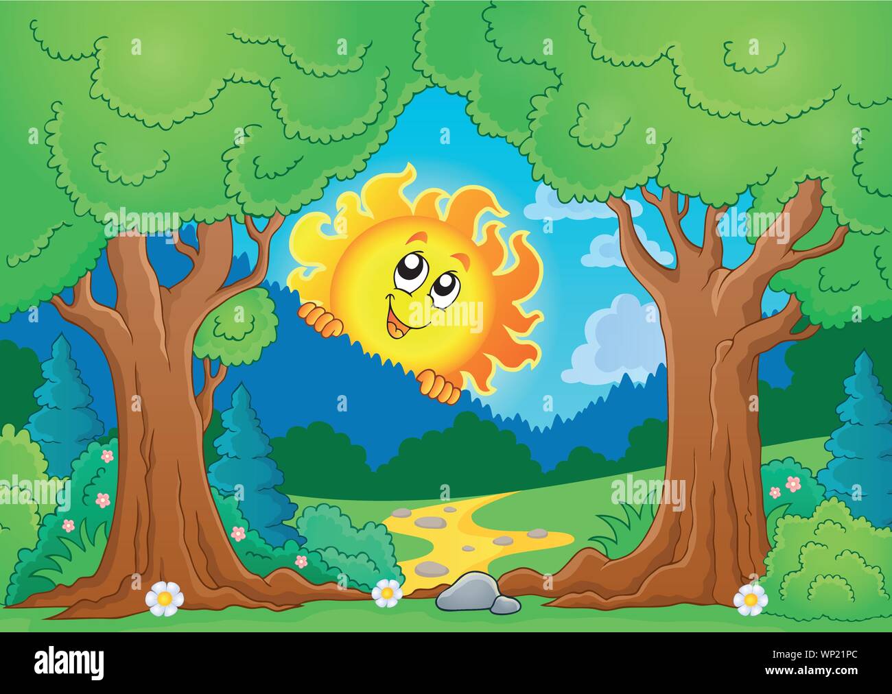 Tree theme with sun 1 Stock Vector Image & Art - Alamy