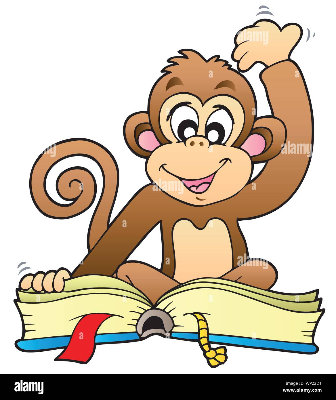 Cute monkey reading book Stock Vector Image & Art - Alamy