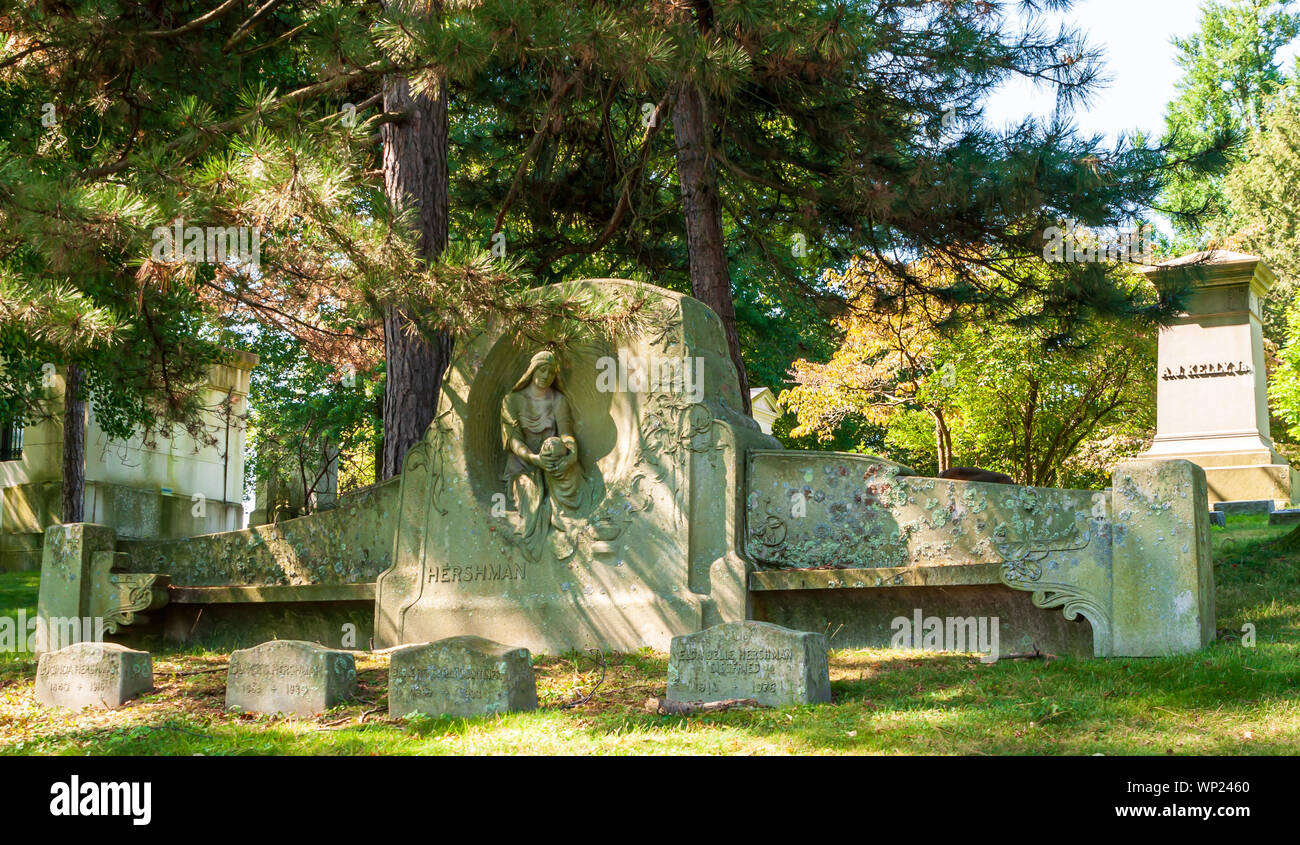 The Hershman Family burial plot in the Homewood Cemetery on a sunny ...